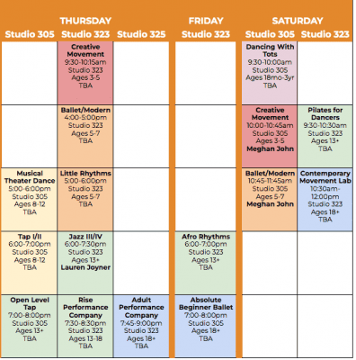 Class Schedule – Dance Project
