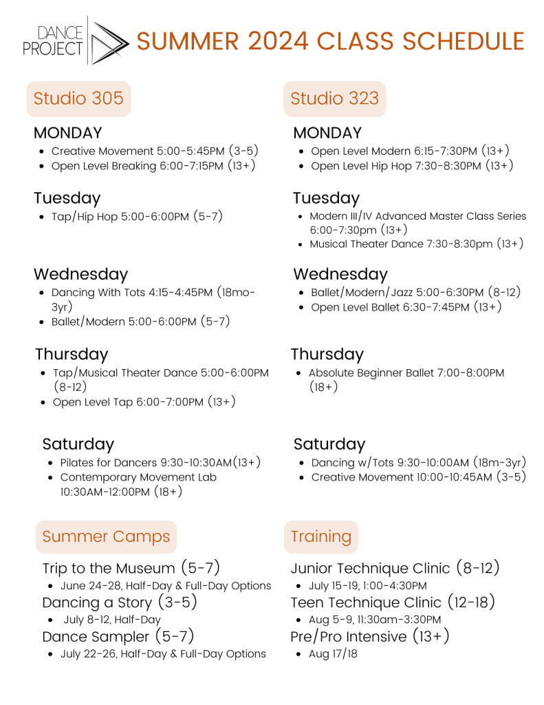 Class Schedule – Dance Project