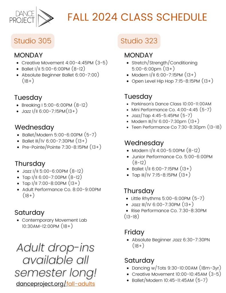 Class Schedule – Dance Project